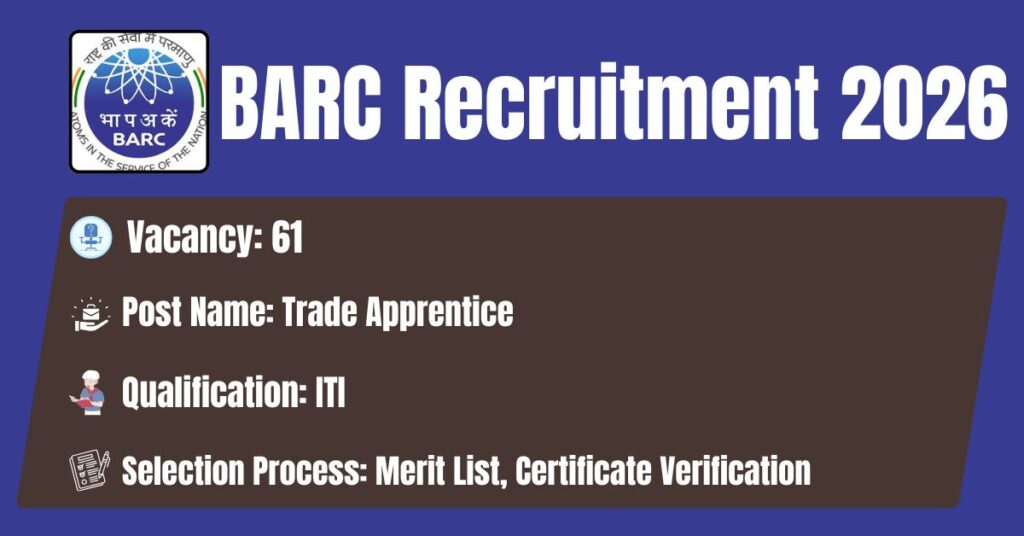 BARC Recruitment 2026 61 Apprentice Posts; Apply Now! - Tamilan guide