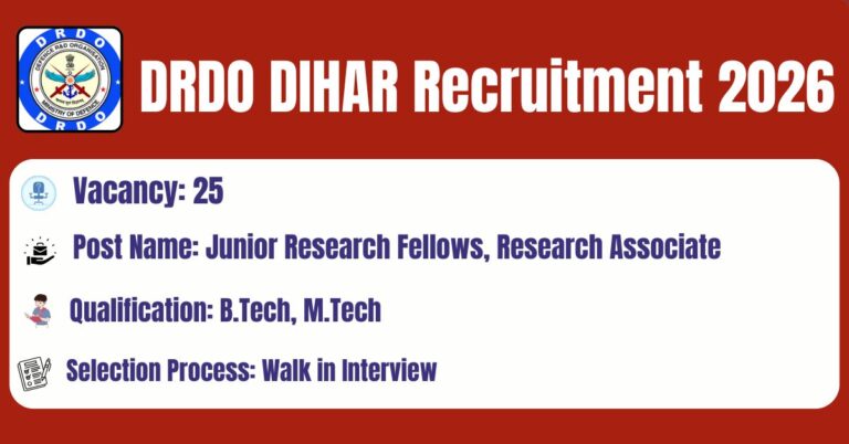 DRDO DIHAR Recruitment 2026 25 JRF, RA Posts; Apply Now! - Tamilan guide