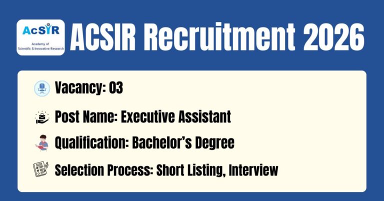 ACSIR Recruitment 2026 03 Executive Assistant Posts; Apply Now ...