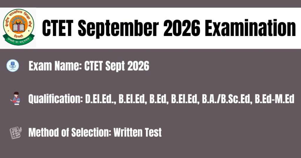 CTET September 2026 Examination; Online Application & Eligibility ...