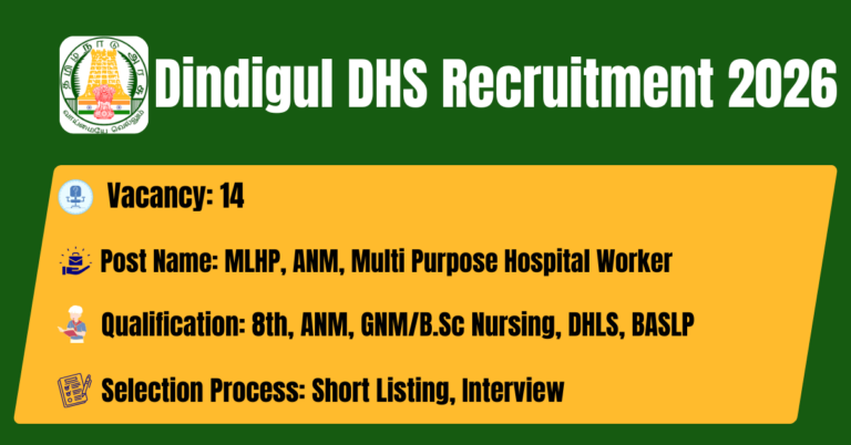 Dindigul DHS Recruitment 2026 14 Multi Purpose Hospital Worker Posts ...