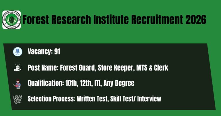 Forest Research Institute Recruitment 2026 91 Forest Guard, MTS & Clerk ...