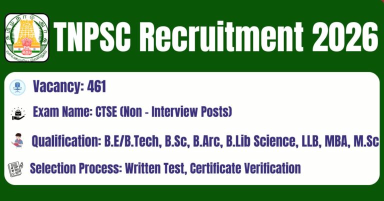 TNPSC CTSE (Non - Interview Posts) Recruitment 2026: Notification for ...